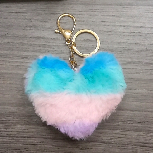 Bags | Fluffy Heart Bag Charm Nwot | Poshmark